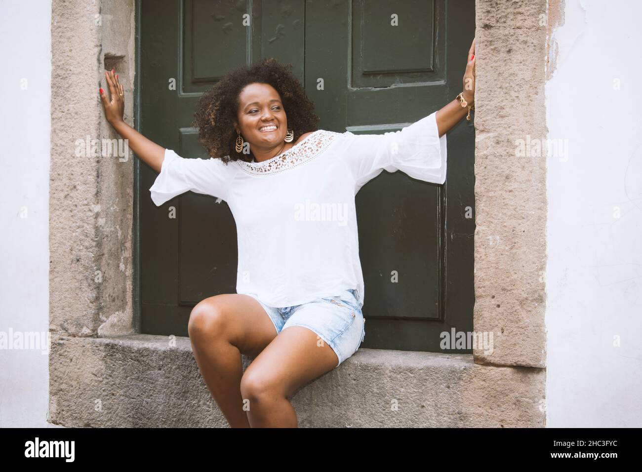 Beautiful model posing for the photo on the streets of Pelourinho. Salvador, Bahia, Brazil Stock ...
