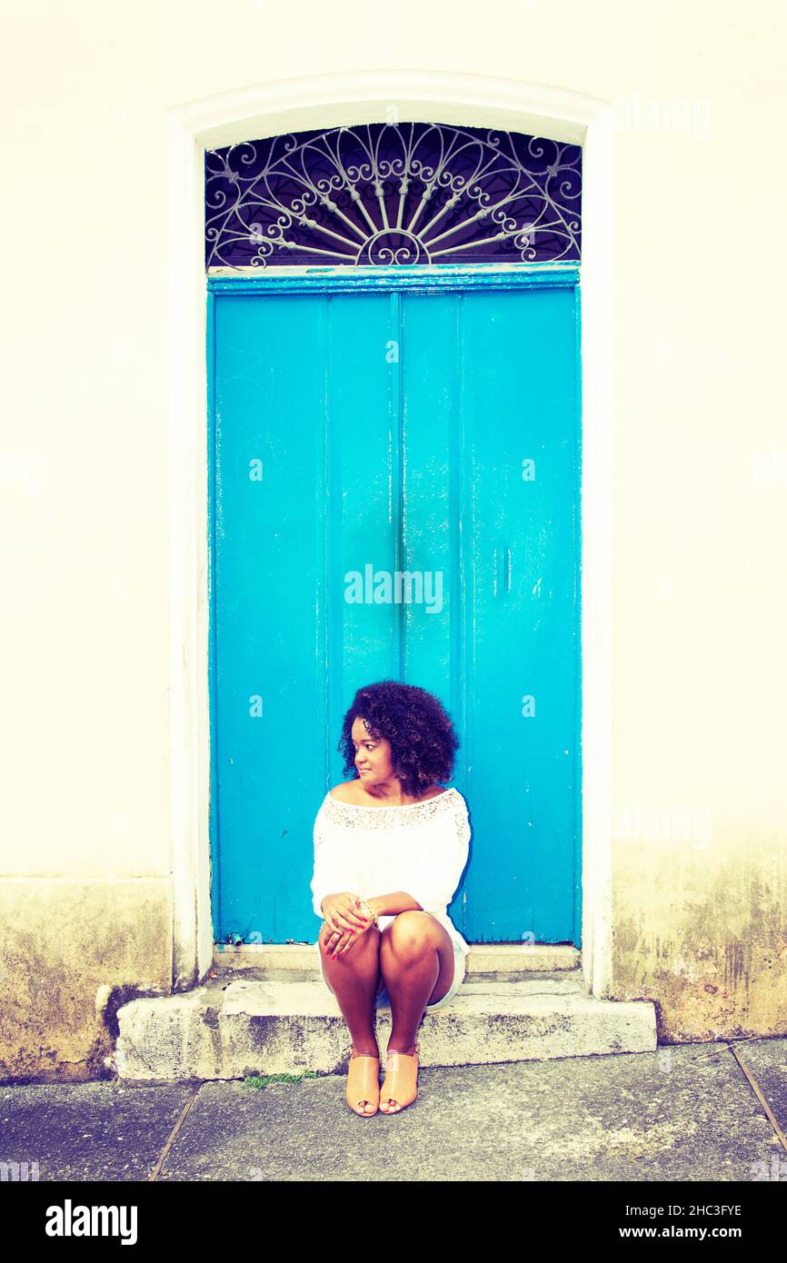 Beautiful model posing for the photo on the streets of Pelourinho. Salvador, Bahia, Brazil Stock ...