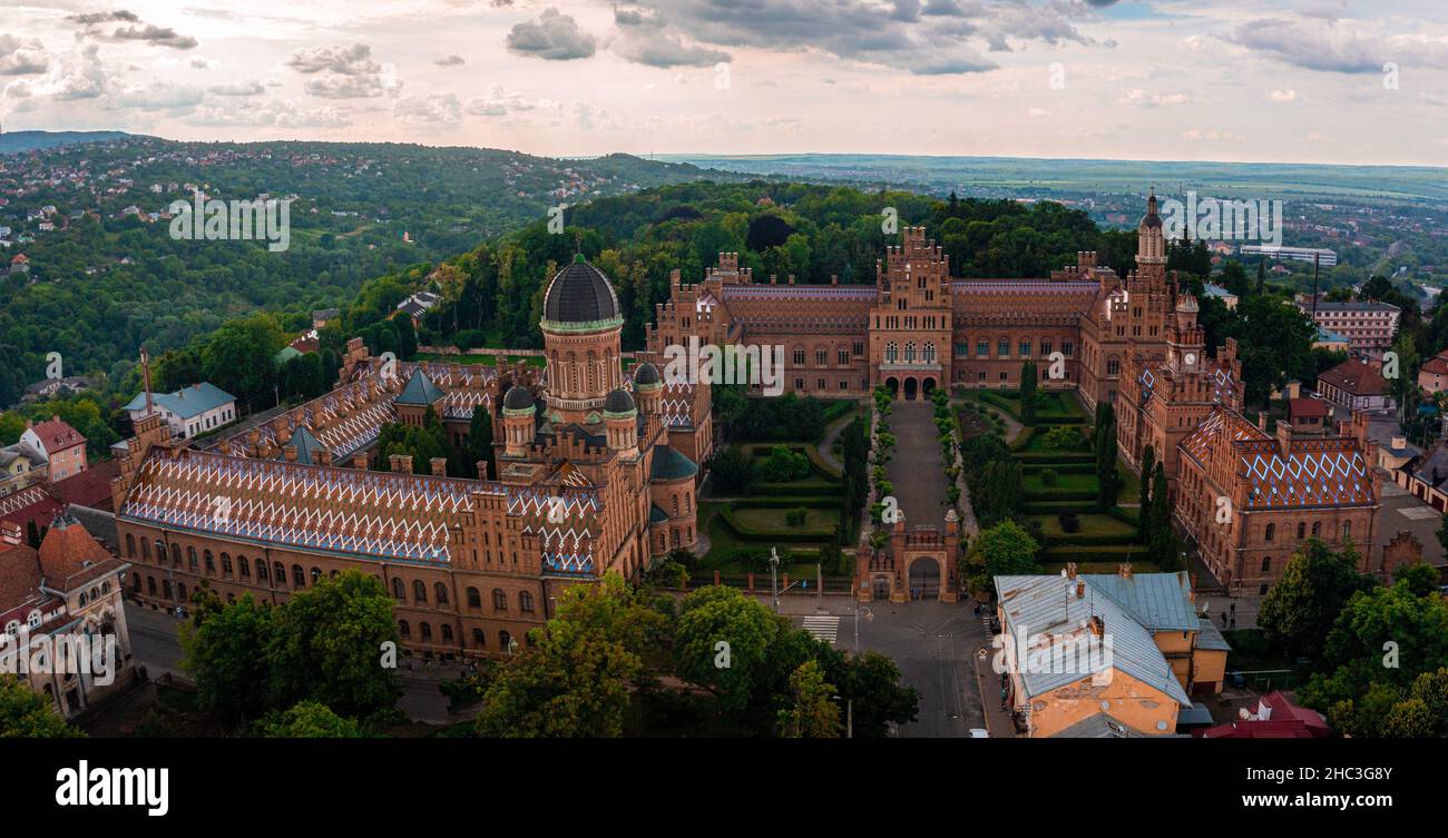 Aerial view of the Residence of Bukovinian and Dalmatian Metropolitans ...