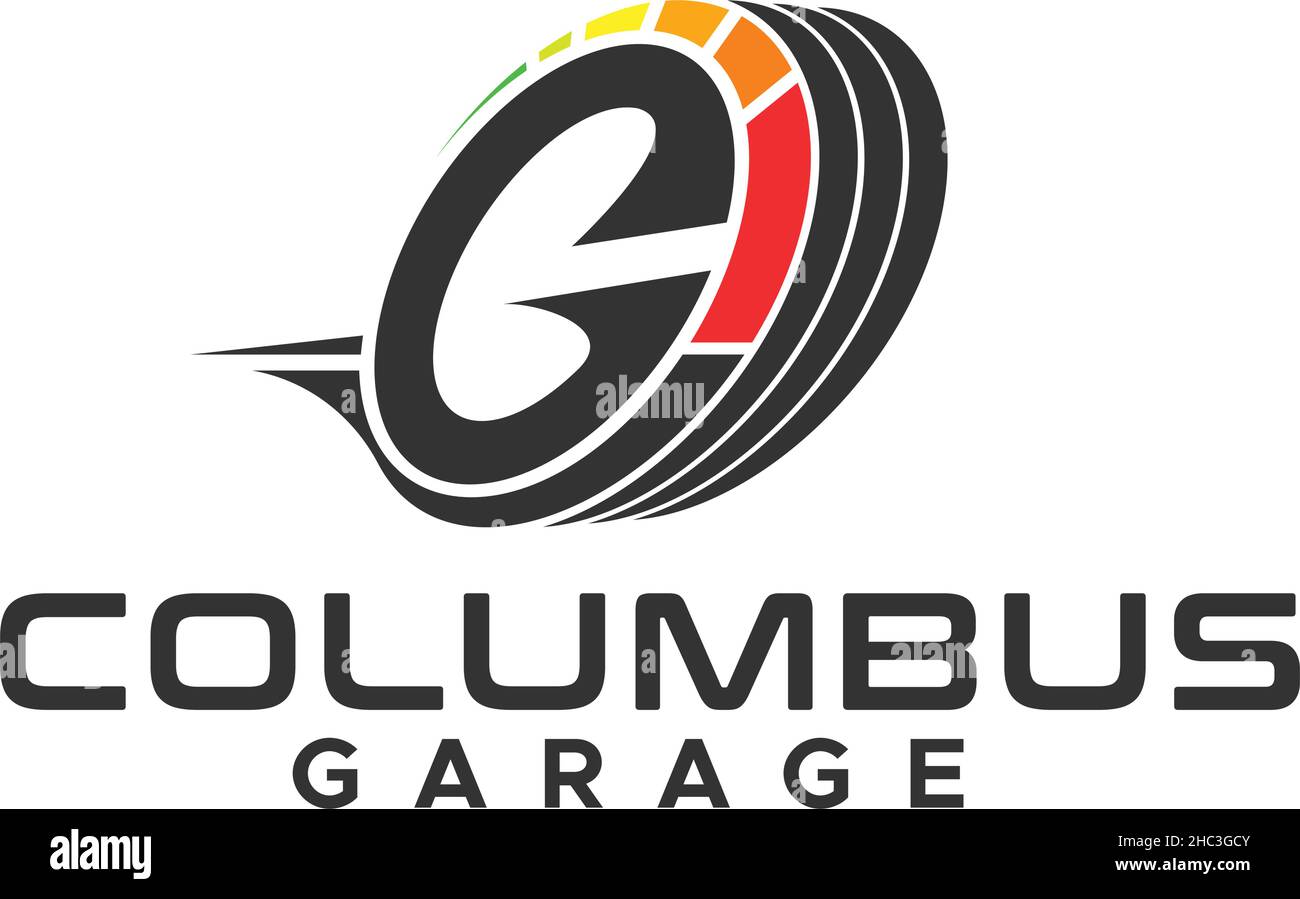Colorful initial G COLOMBUS GARAGE car logo design Stock Vector Image ...