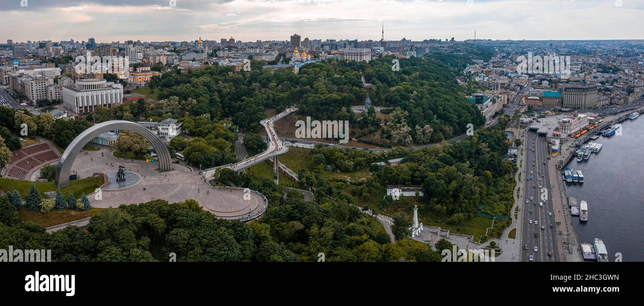 Sunset over summer Kiev with Arch of Friendship of Peoples Stock Photo ...