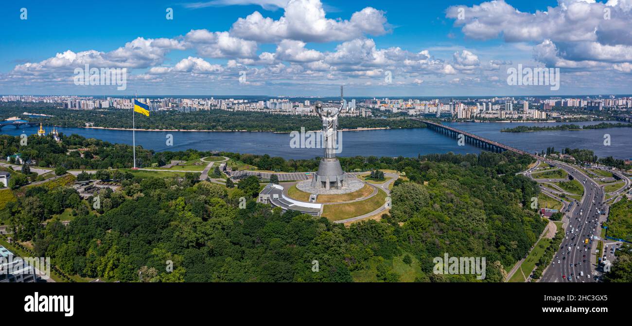 Aerial view of the Mother Motherland monument in Kiev Stock Photo - Alamy