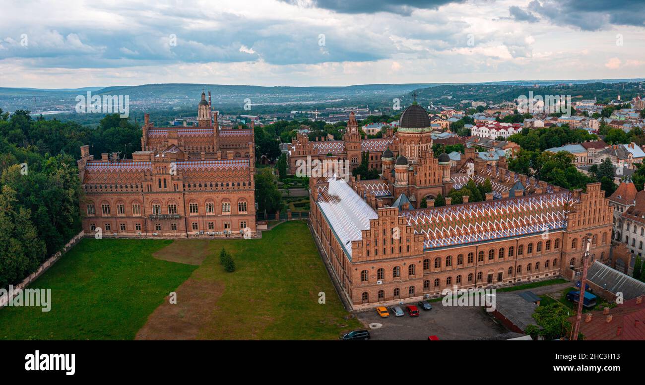 Aerial view of the Residence of Bukovinian and Dalmatian Metropolitans ...