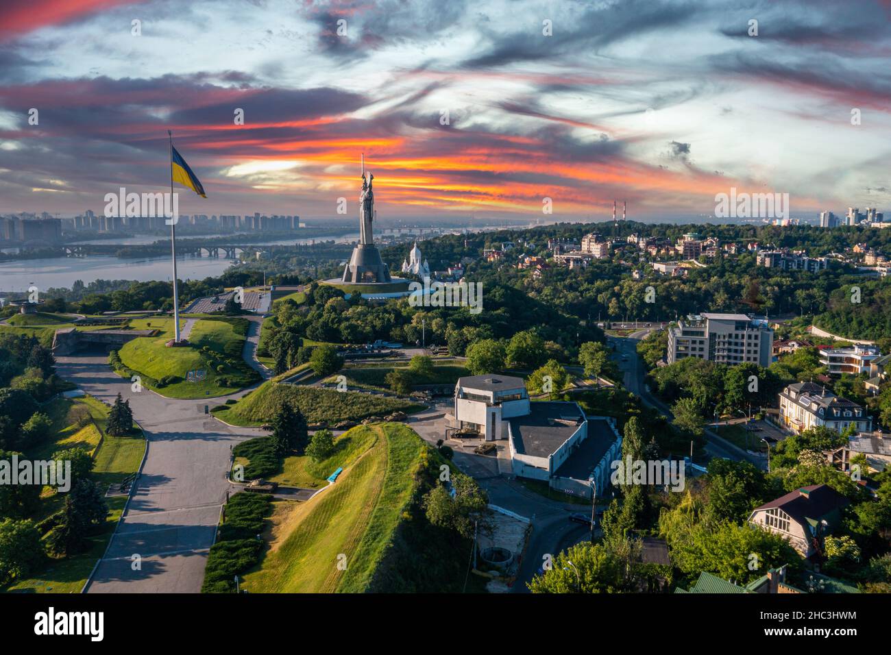Aerial view of the Mother Motherland monument in Kiev Stock Photo - Alamy