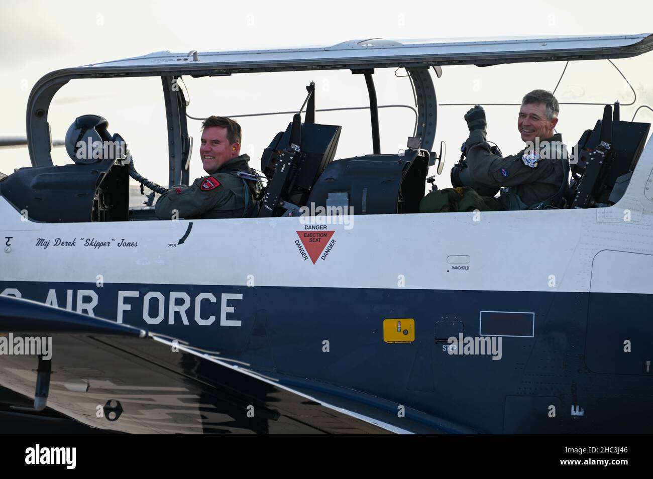 U.S. Air Force Maj. Nick Varnum (left), 559th Flying Training Squadron ...