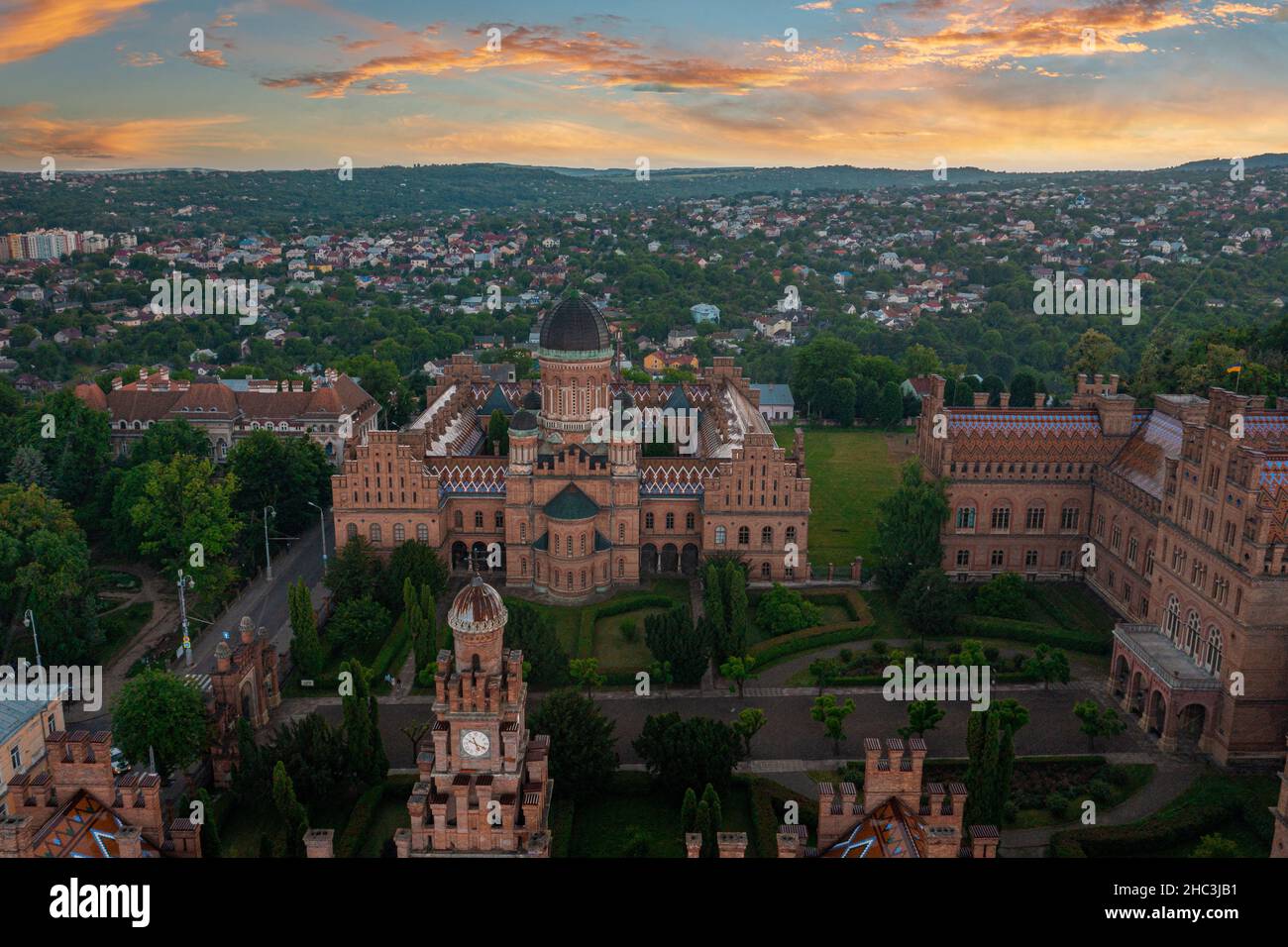 Aerial view of the Residence of Bukovinian and Dalmatian Metropolitans ...