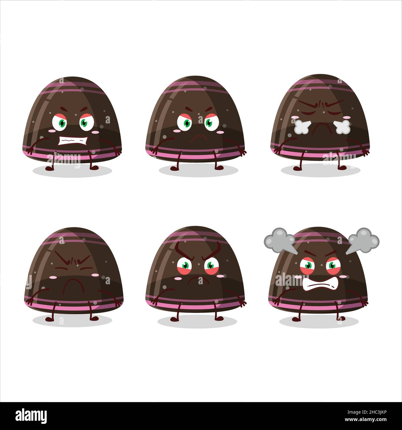 Chocolate jelly gummy candy cartoon character with various angry ...