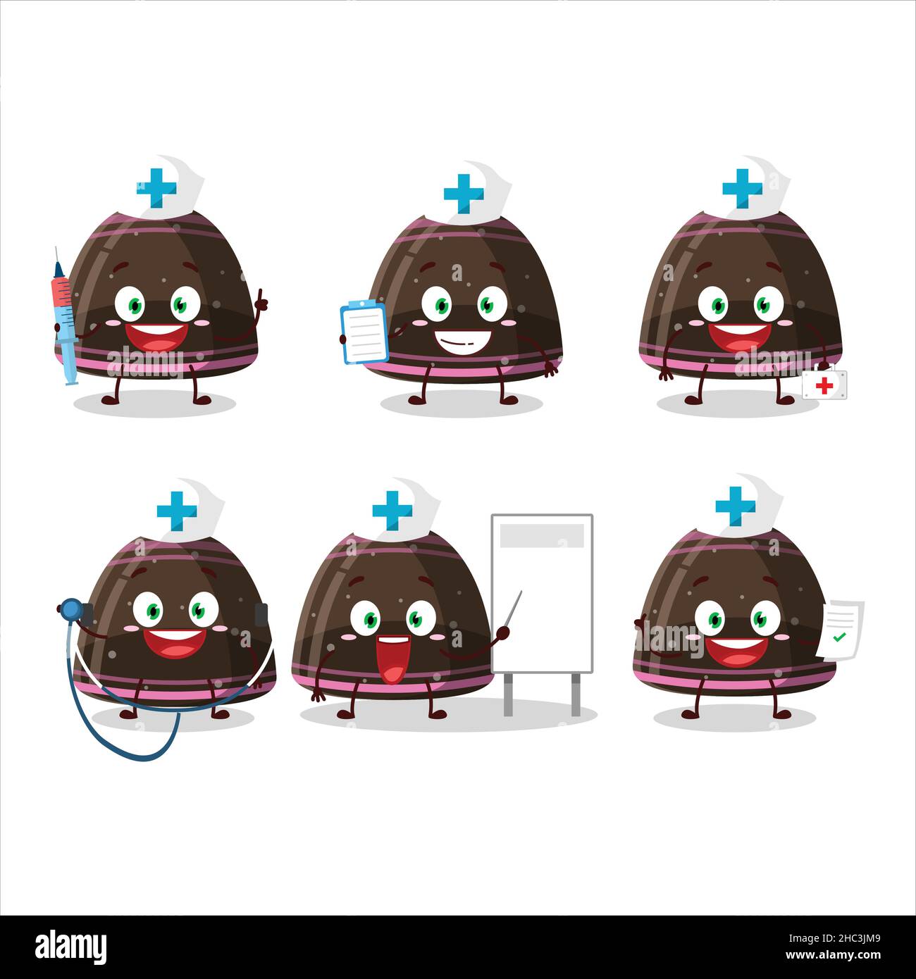 Doctor profession emoticon with chocolate jelly gummy candy cartoon ...