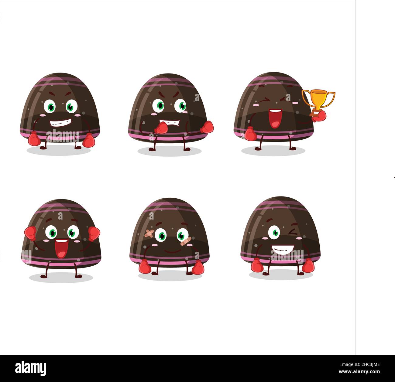 A sporty chocolate jelly gummy candy boxing athlete cartoon mascot ...