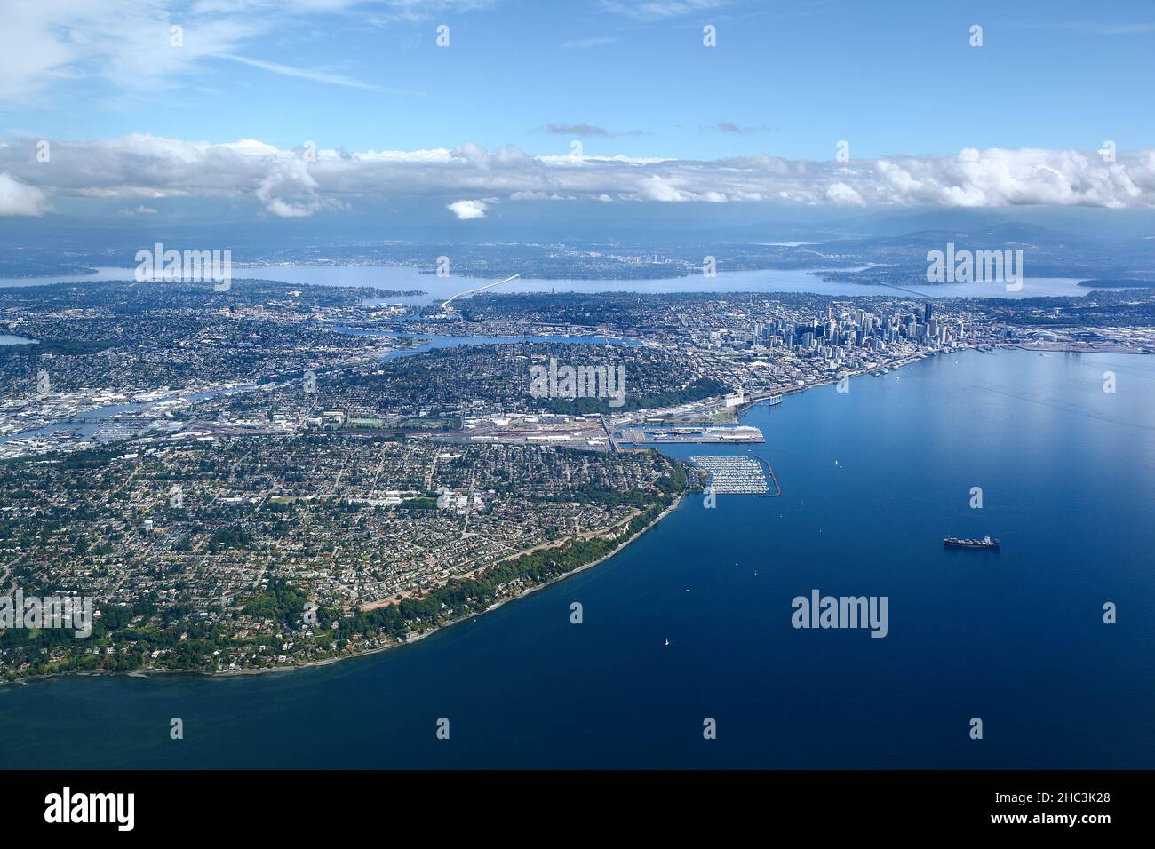 Panoramic View of a Seattle from the air Stock Photo - Alamy