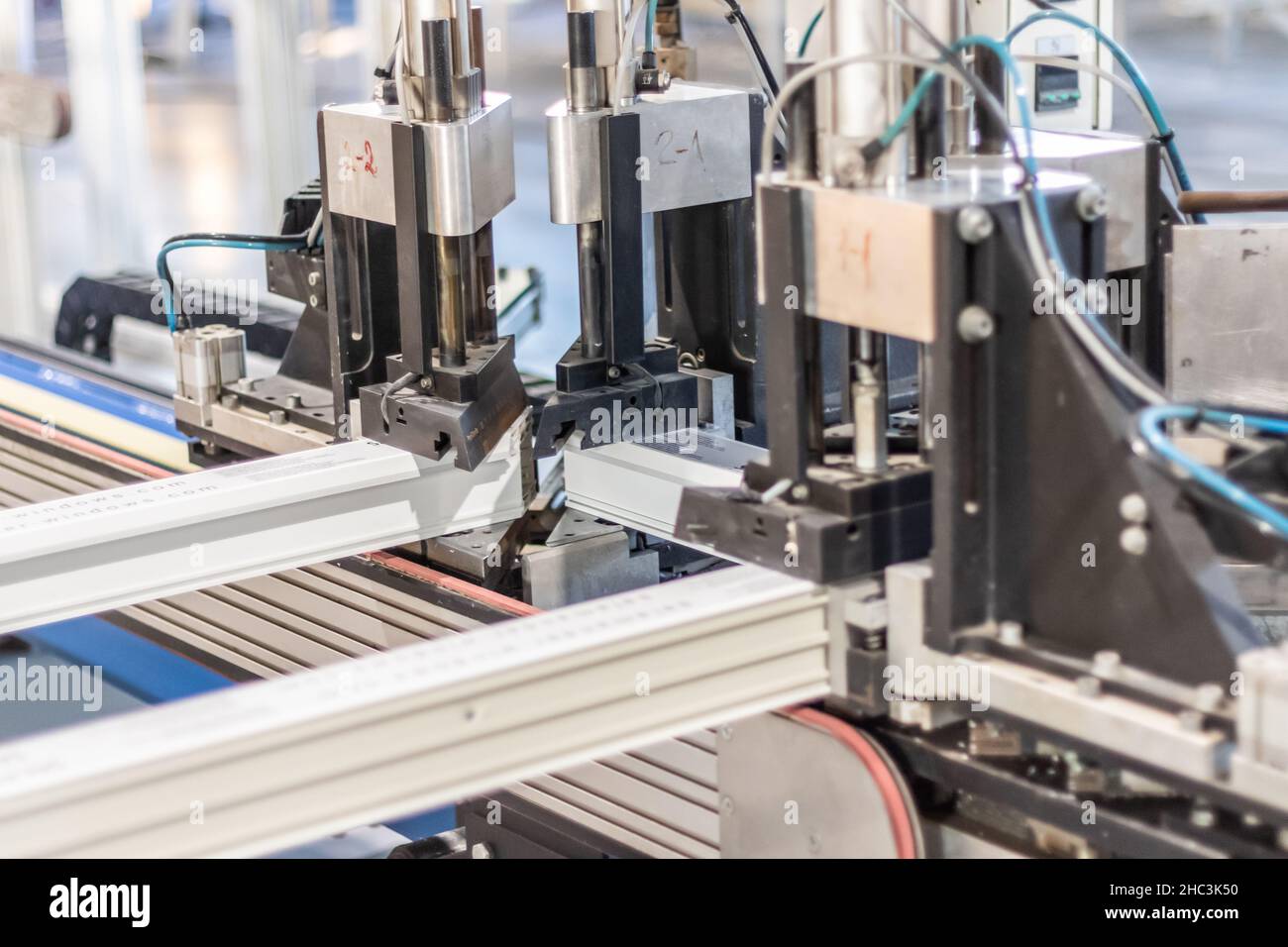 PVC window production welding process Stock Photo - Alamy