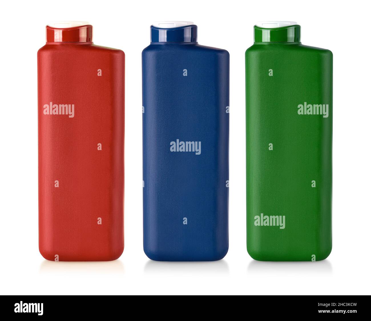 Colored plastic shampoo bottle isolated on a white background Stock ...