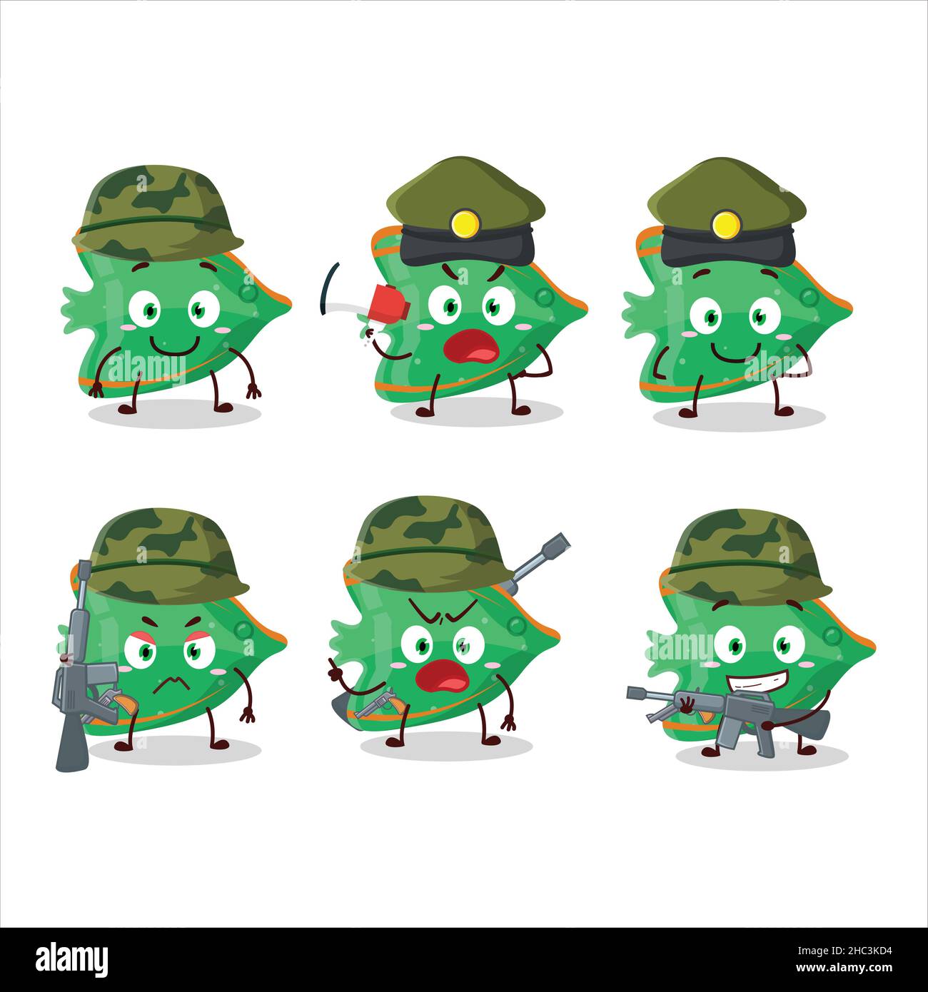 A charming soldier fish green gummy candy cartoon picture bring a gun ...