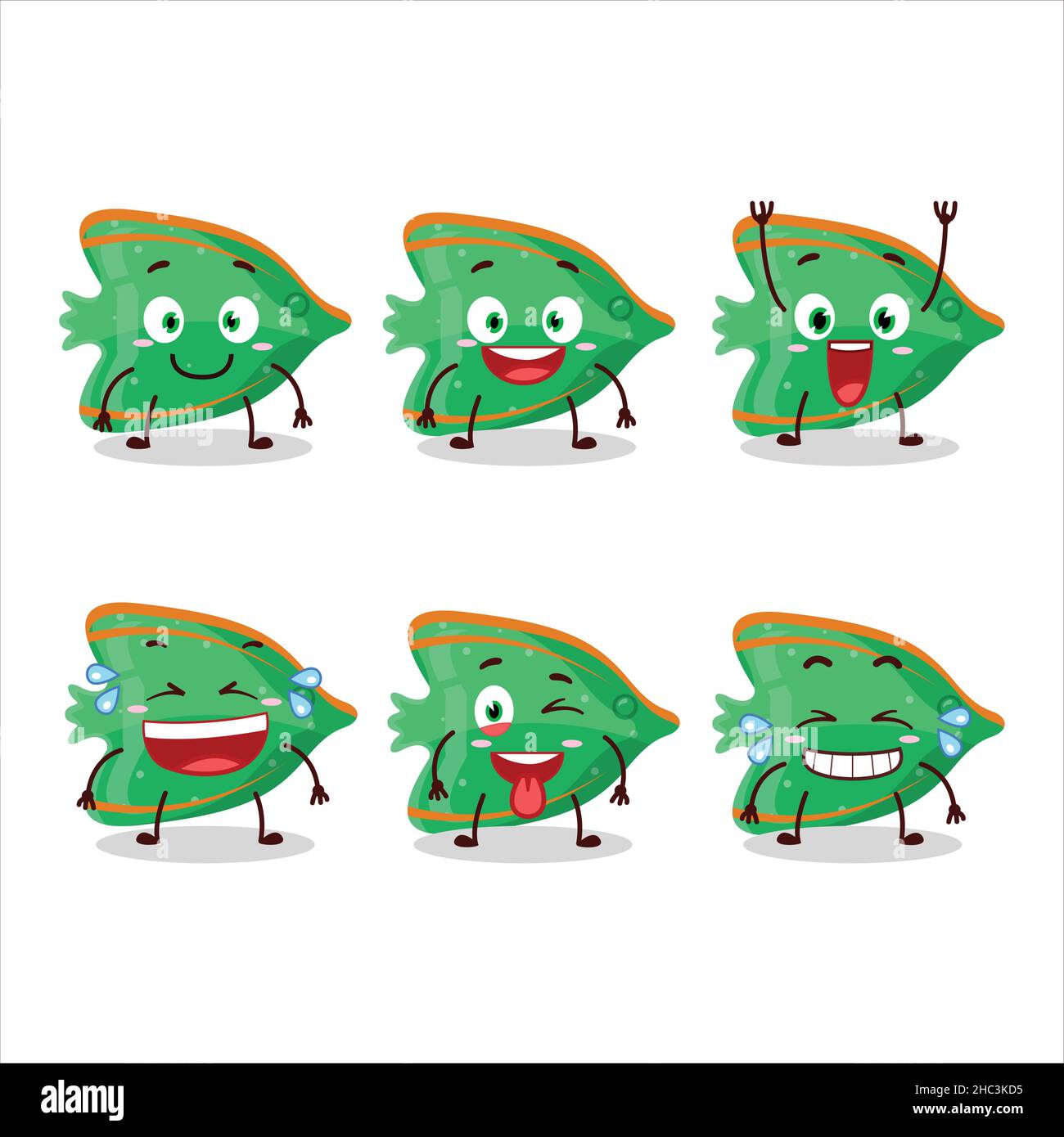 Cartoon character of fish green gummy candy with smile expression ...