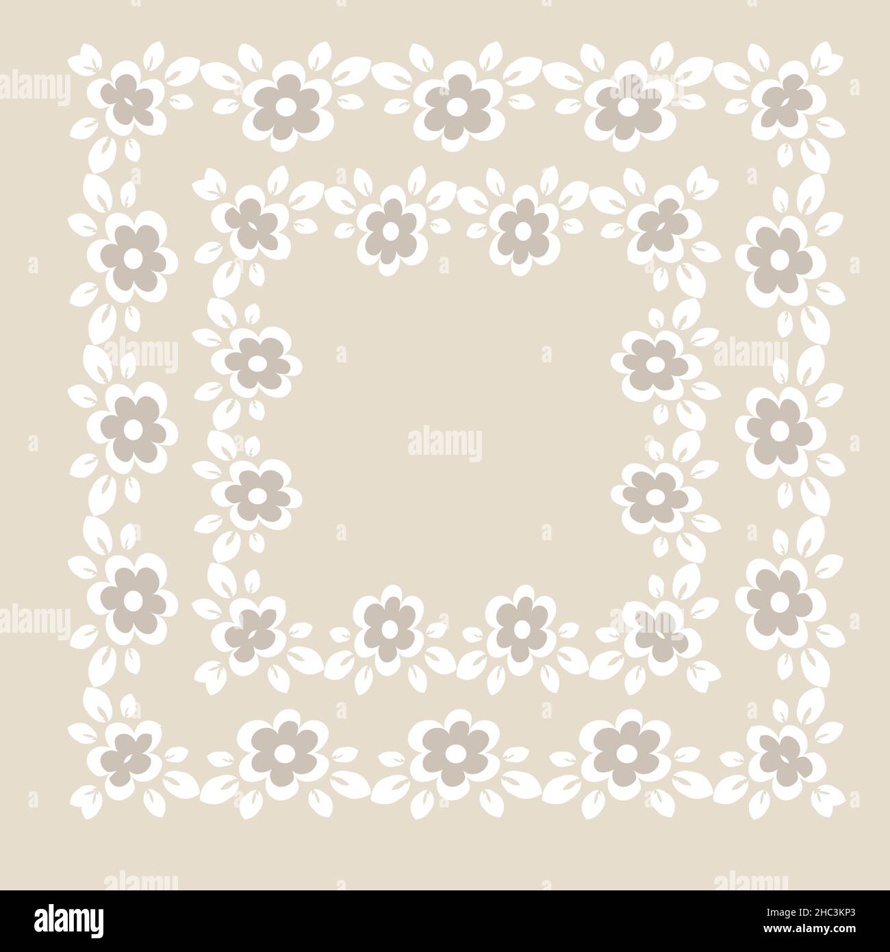 Illustration on a square background - tile or handkerchief, frame of ...