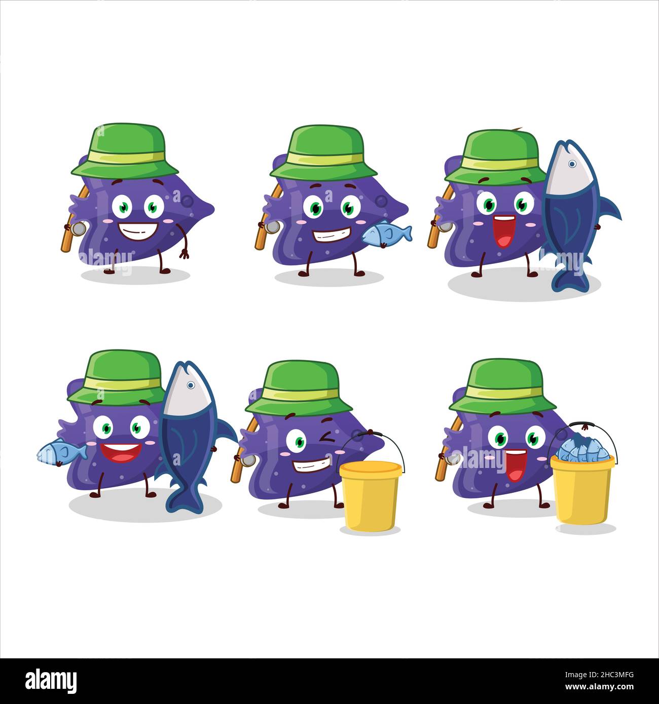 A fisherman fish purple gummy candy cartoon picture catch a big fish ...