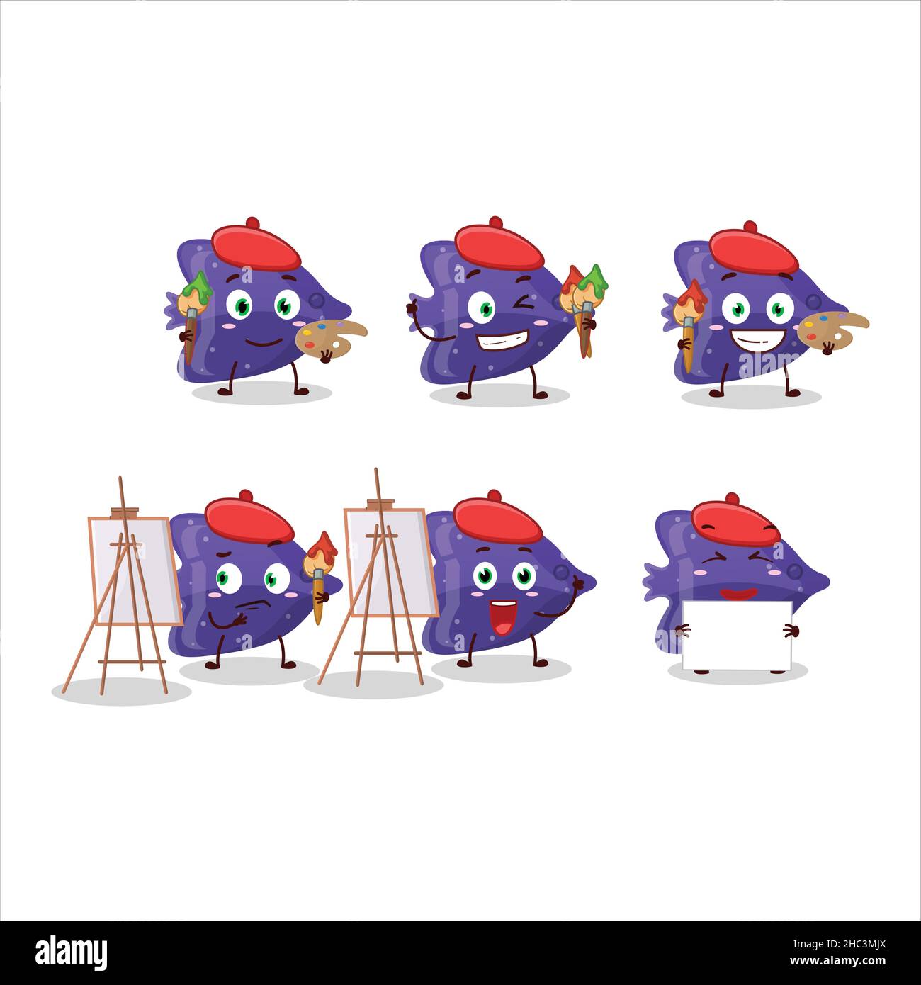 Artistic Artist of fish purple gummy candy cartoon character painting ...