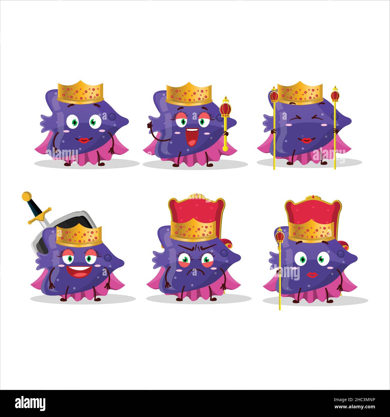 Queen and her magic clothes cartoon of fish purple gummy candy wearing ...