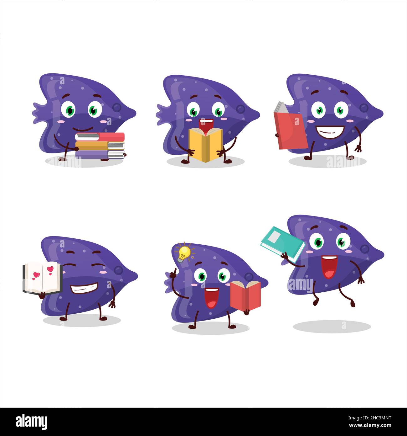 A picture of fish purple gummy candy cartoon character concept reading ...