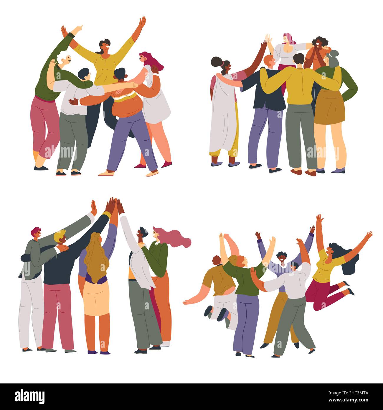 Group of people cheering and having fun laughing Stock Vector Image ...