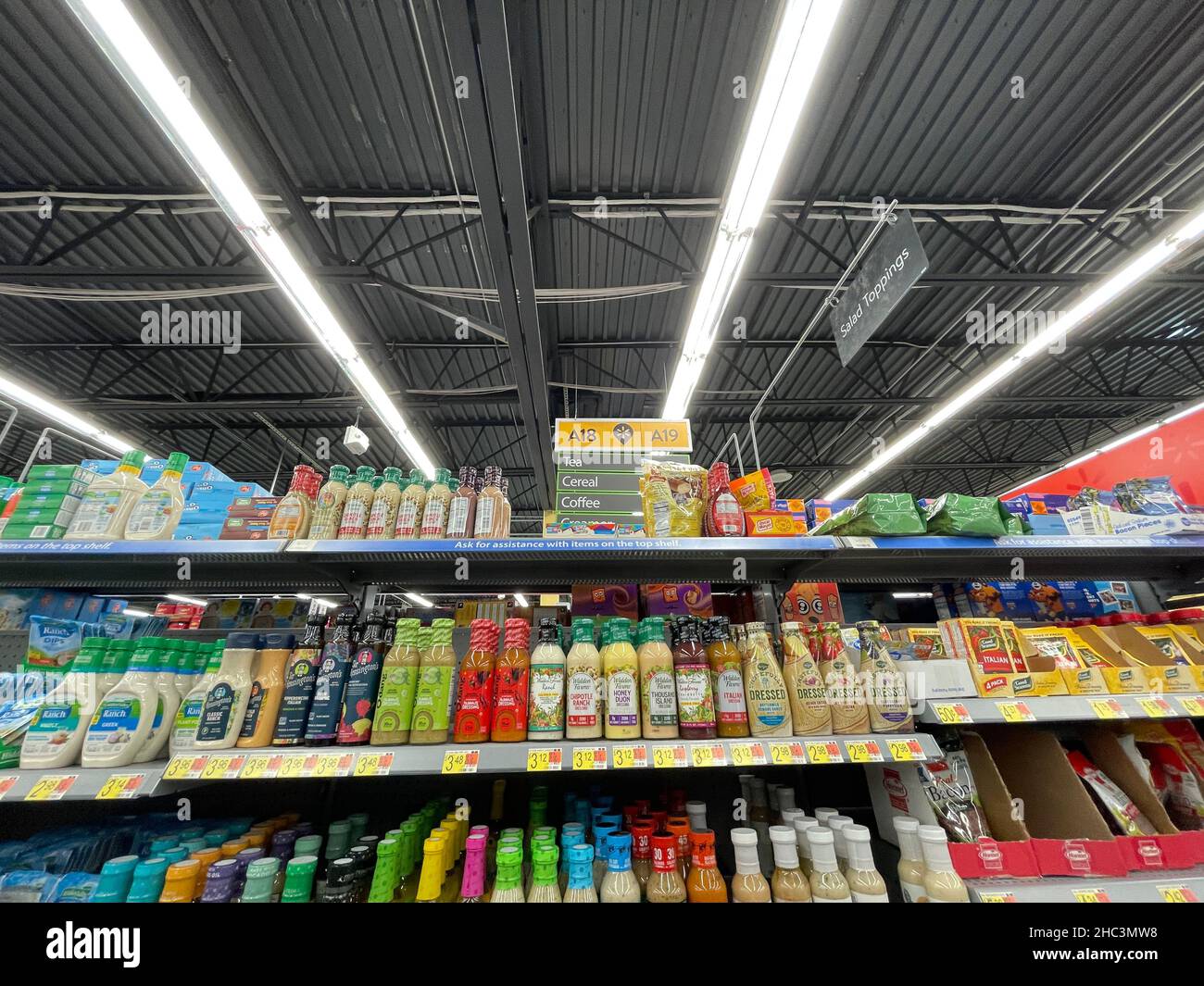 Martinez, Ga USA - 12 23 21: Walmart retail grocery store interior ...