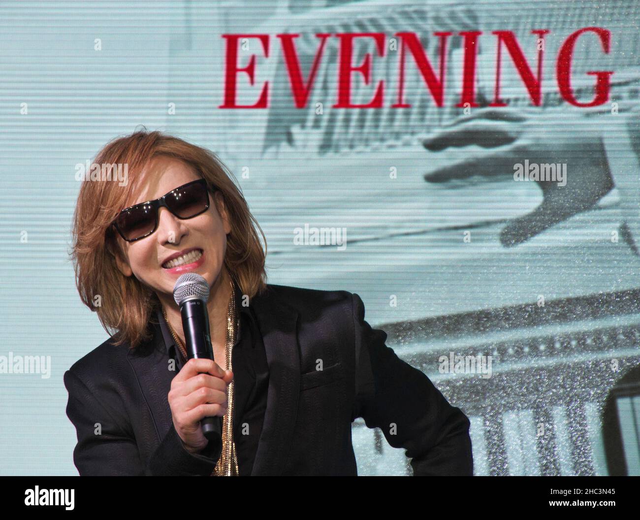 Tokyo, Japan on December 23, 2021: Yoshiki of X Japan attends a press conference for "Evening ...