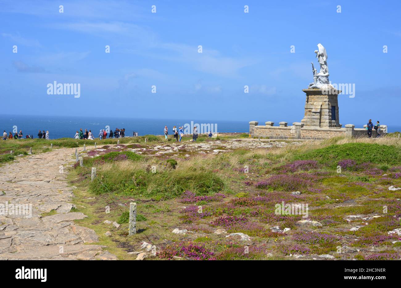 Pointe du Raz, France, monument our lady of the castaway people near ...
