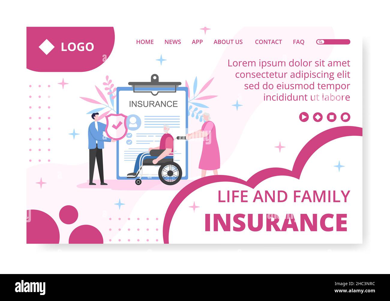 Life Insurance Post Template Flat Design Illustration Editable of ...