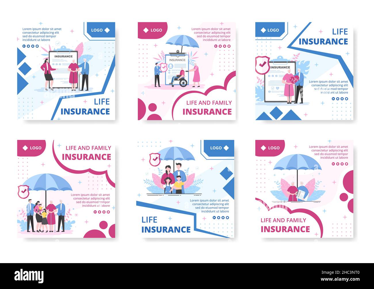 Life Insurance Post Template Flat Design Illustration Editable of ...