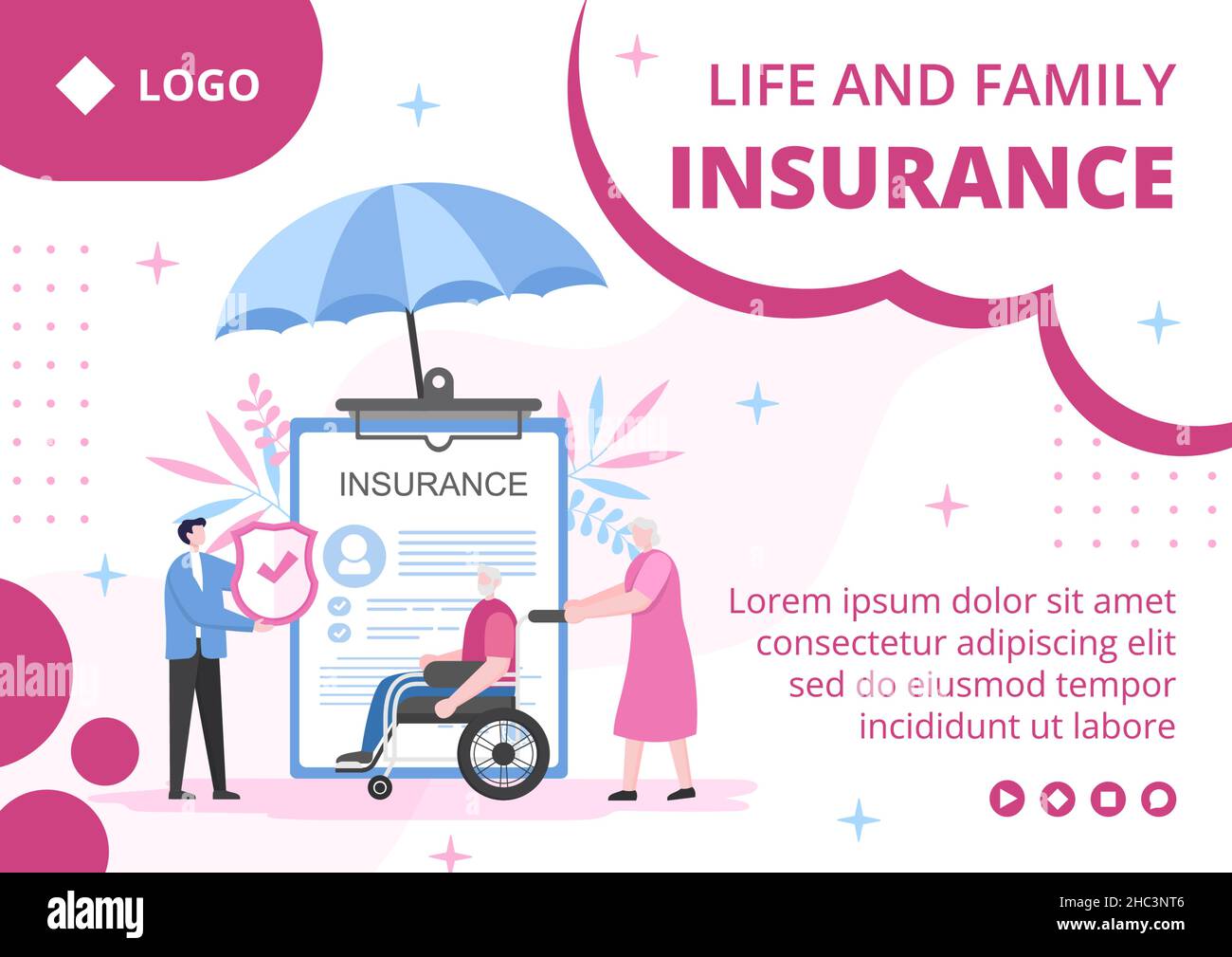 Life Insurance Brochure Template Flat Design Illustration Editable of ...