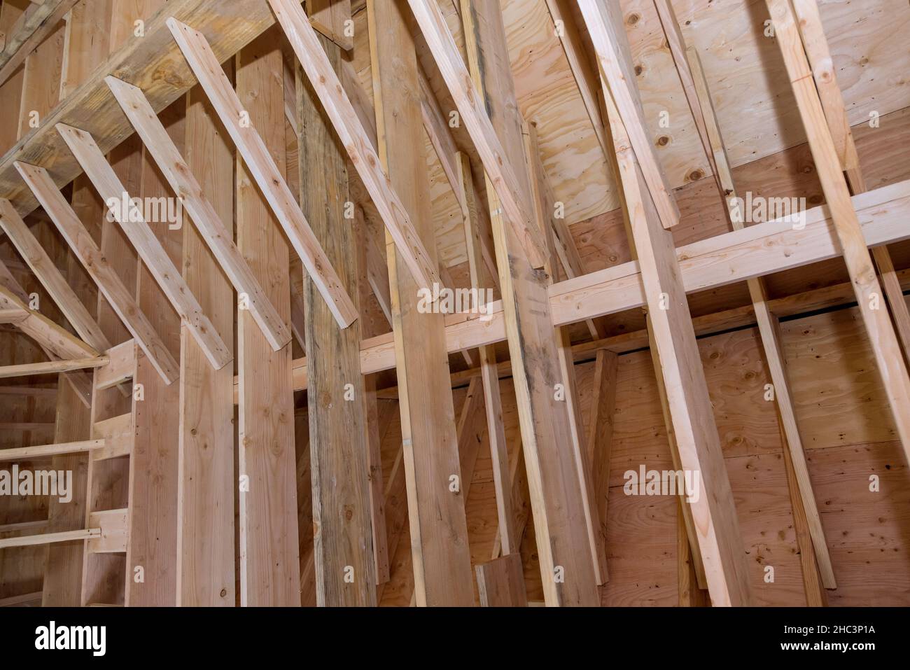 Framing beam of new house under construction home framing Stock Photo ...