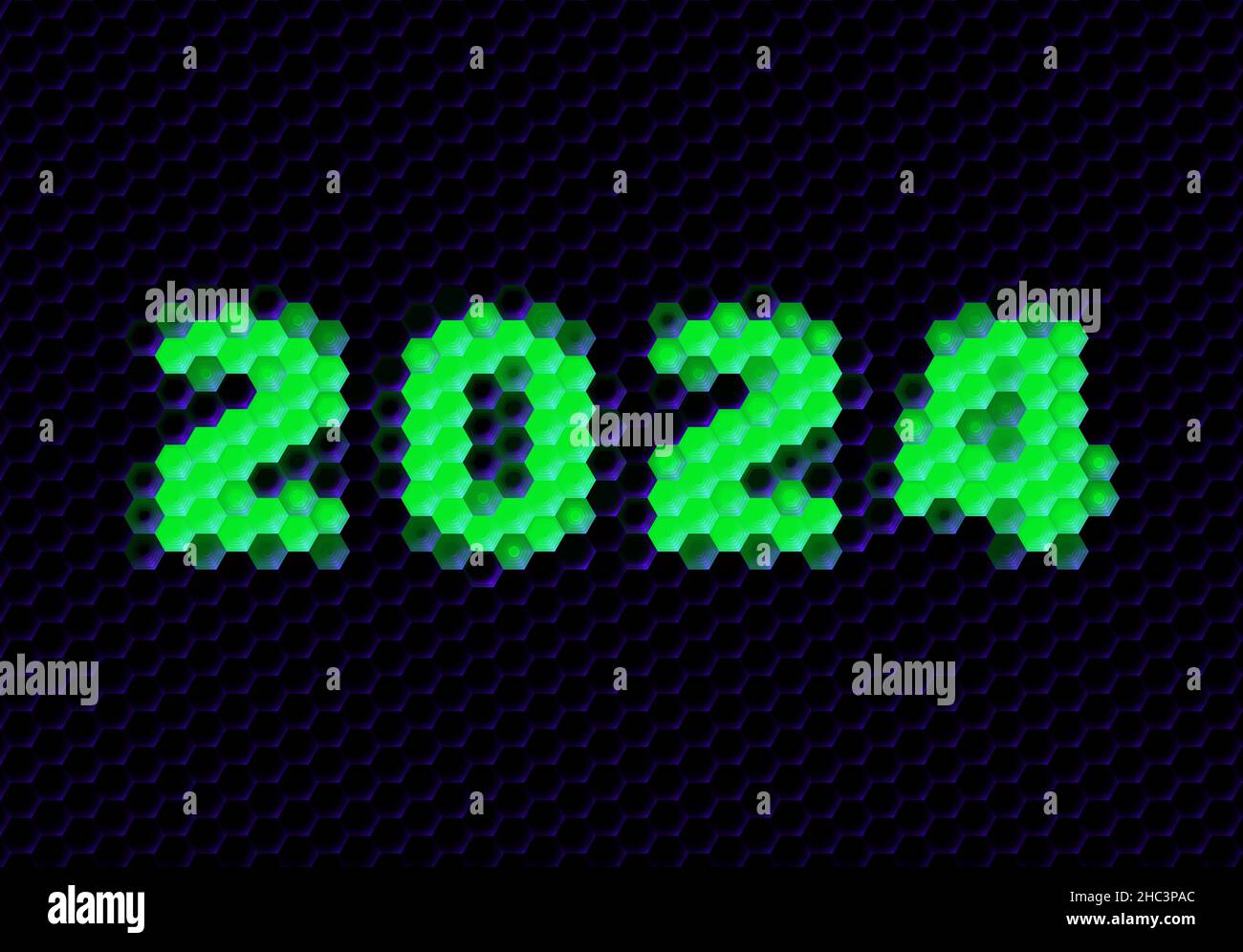 Sign of the 2024 year with hex pixel grid. New Years number or digits ...