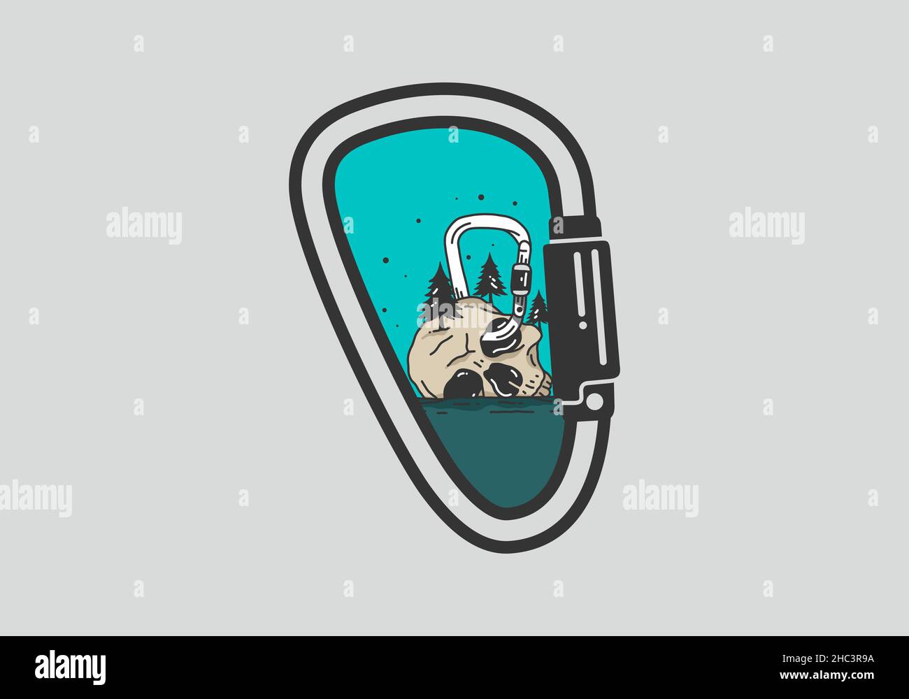 skull head hanging on carabiner design Stock Vector Image & Art - Alamy