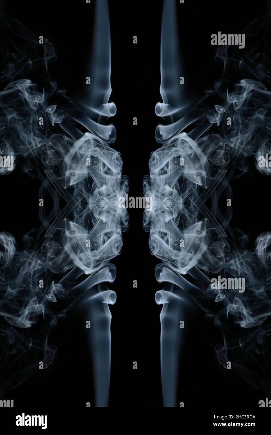Abstract curls and clouds of smoke forming fantastic silhouettes Stock ...
