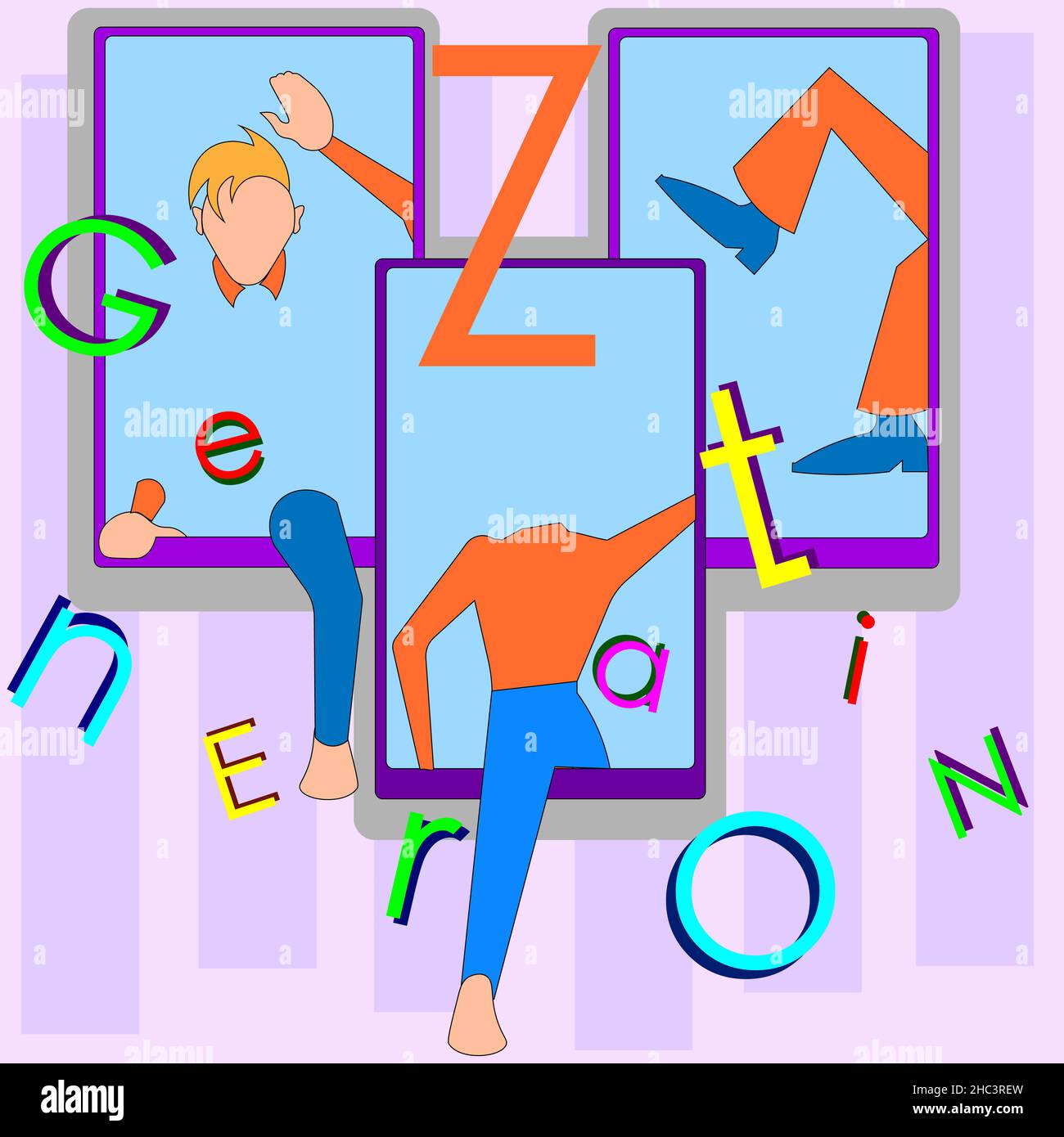 illustration of generation z with digital penetration through modern technologies 1 Stock Vector ...