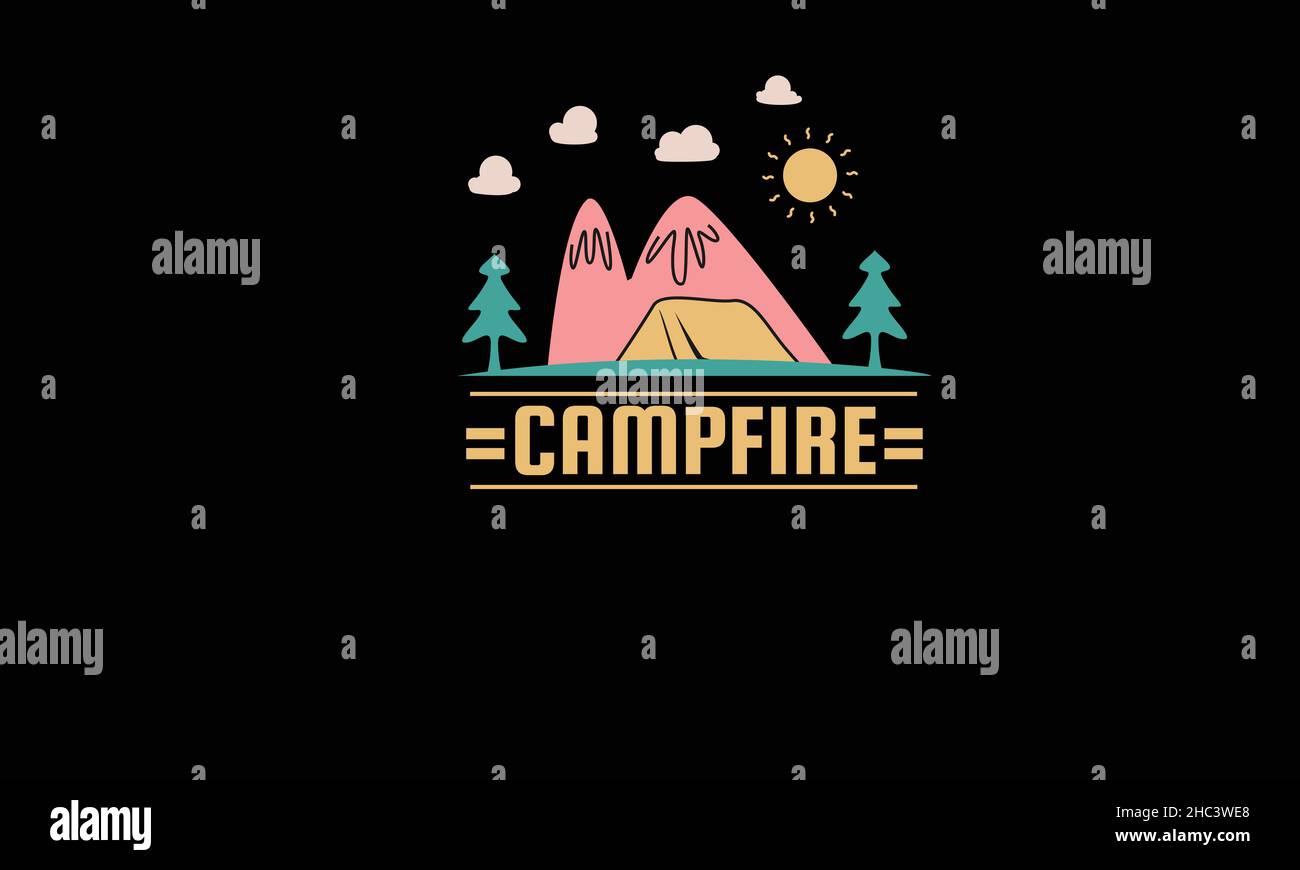 campfire adventure outdoor monogram text vector template Stock Vector ...