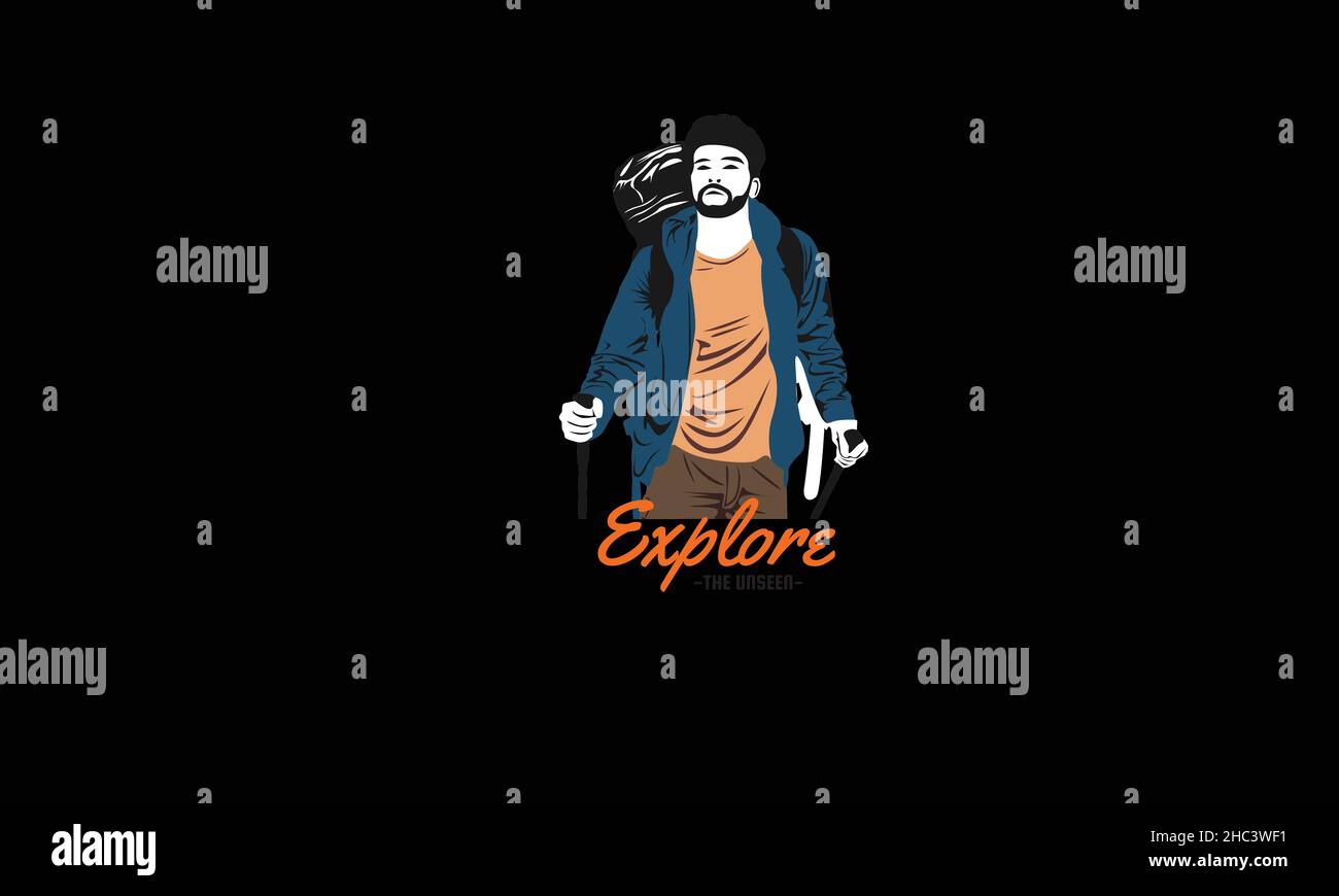 explore the unseen man adventure outdoor monogram text vector template ...