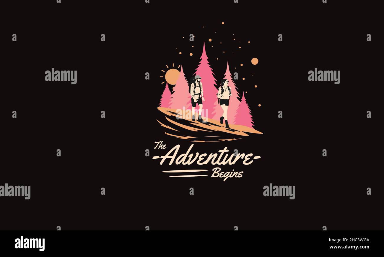 the adventure begin adventure outdoor monogram text vector template ...