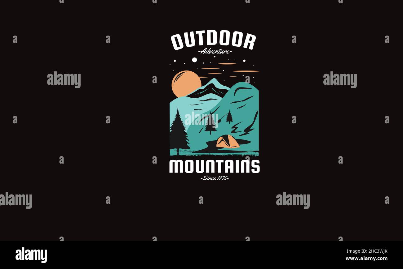 outdoor adventure mountain adventure outdoor monogram text vector ...
