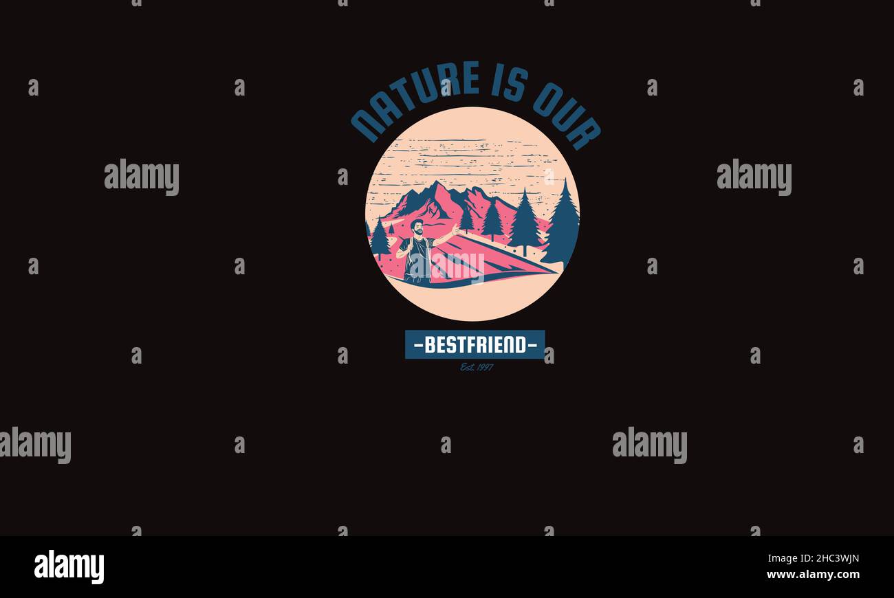nature is our best friend adventure outdoor monogram text vector ...