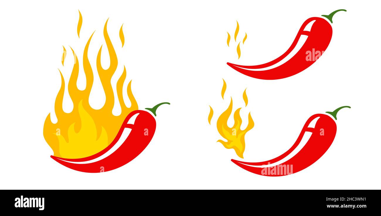 Mild, medium and hot chilli pepper. Vector emblems jalapeno or chilli ...