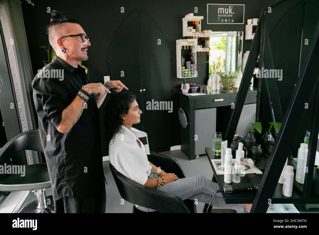 Cape Town, South Africa - March 29, 2021: BTS of Celebrity hairstylist ...