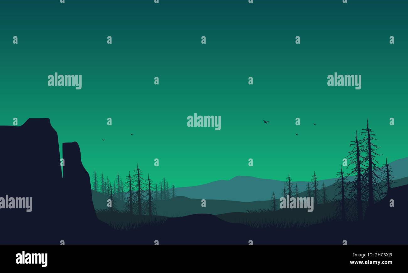 Quiet night atmosphere with realistic mountain views from the village ...