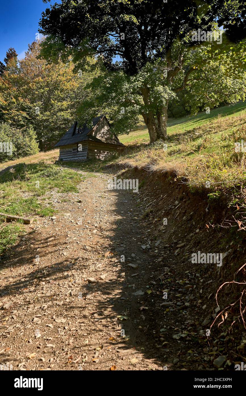 A woden rustic cabine in polish mountain Stock Photo - Alamy