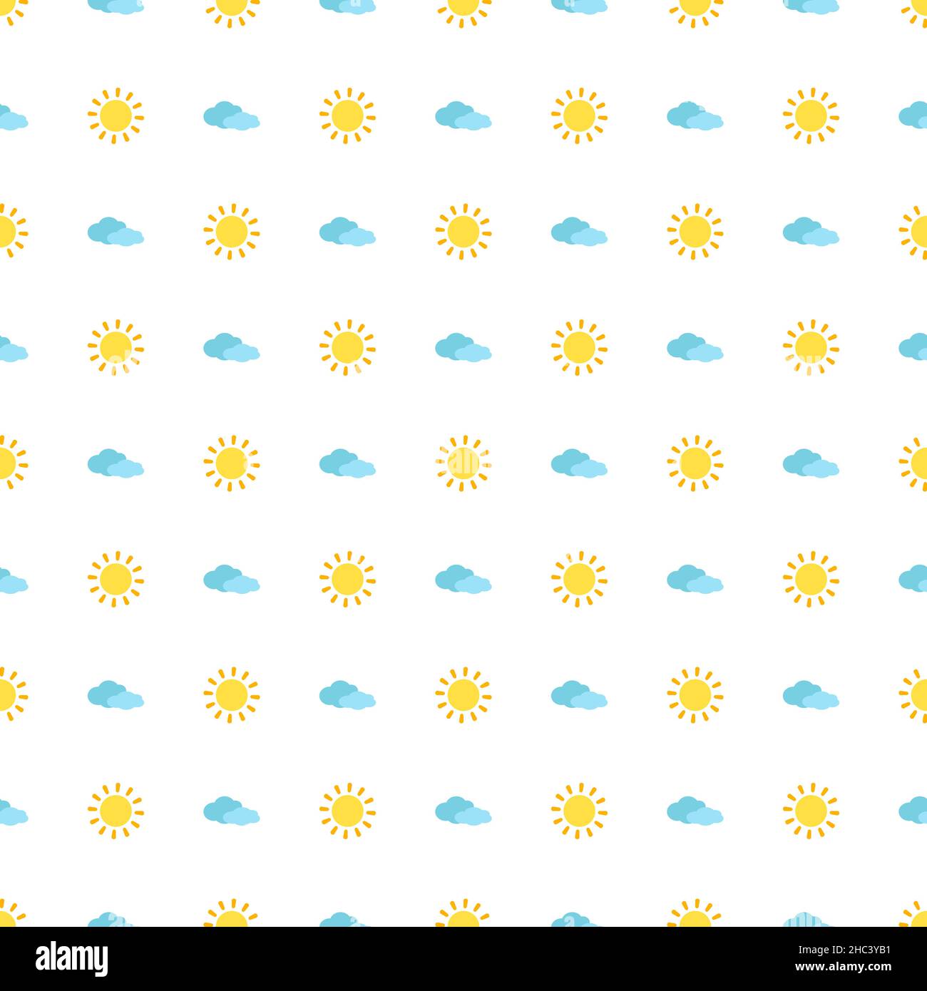 Cute simple seamless pattern with sun and cloud. Children print for ...