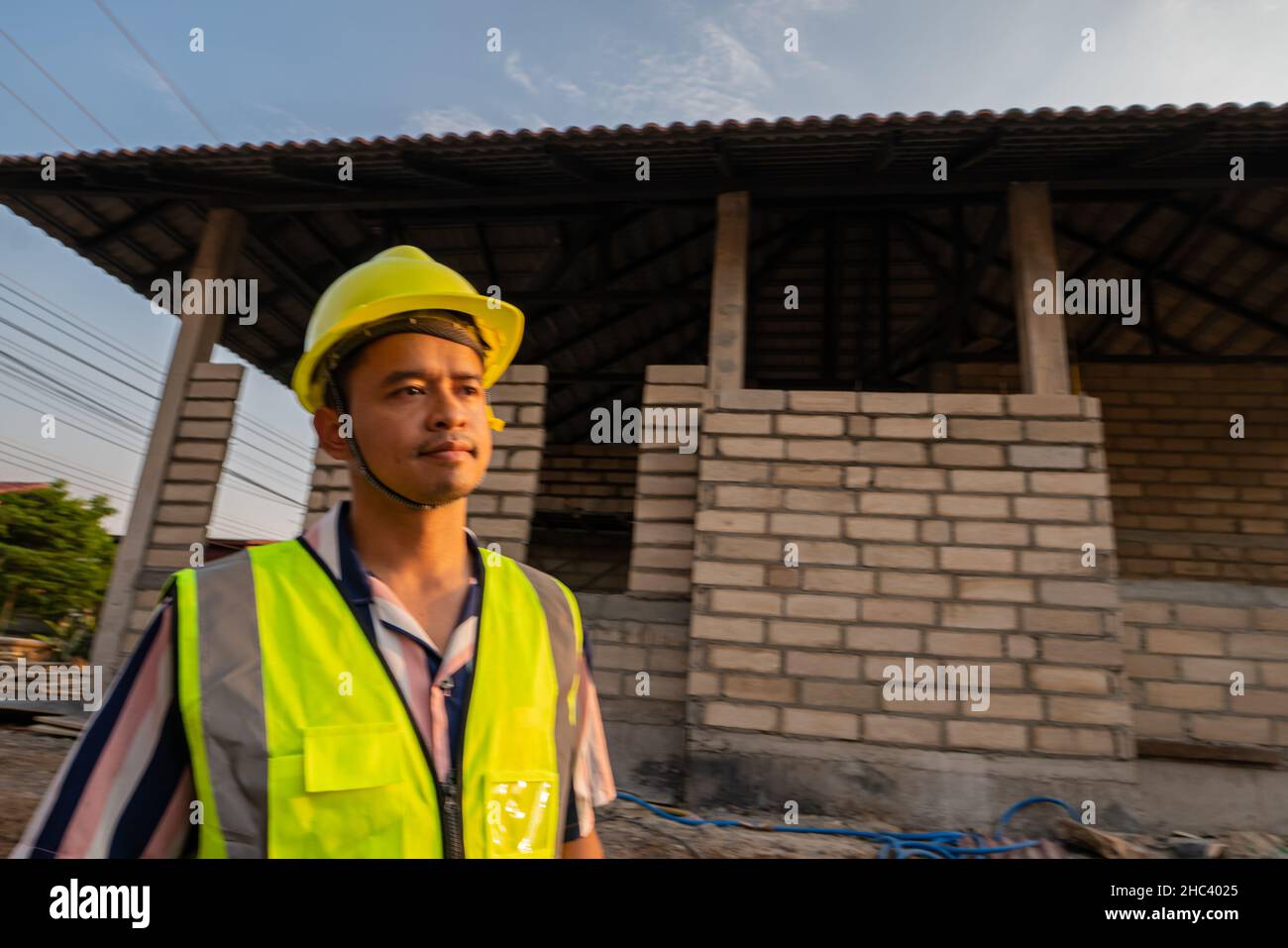 Engineer man corporate workers inspection in construction site ...