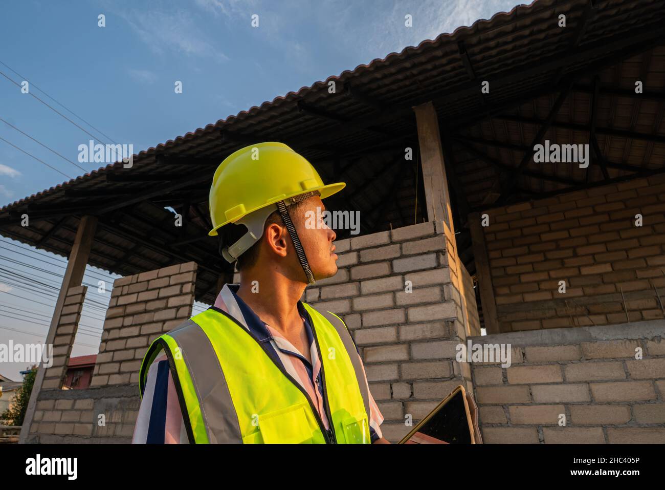 Engineer man corporate workers inspection in construction site ...