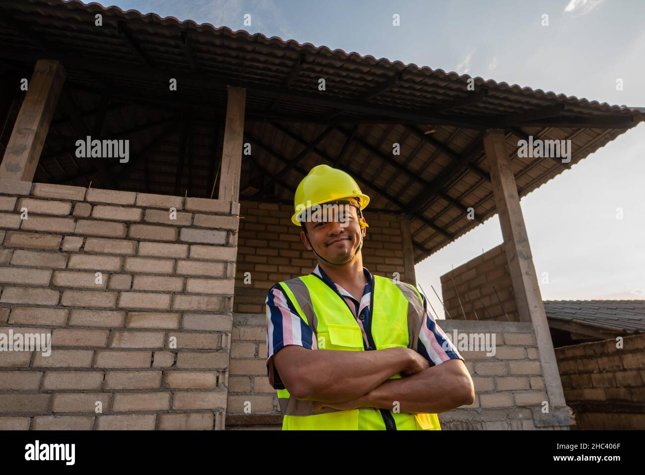 Engineer man corporate workers inspection in construction site ...