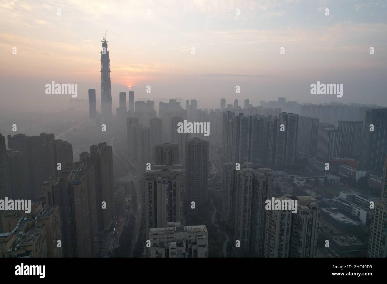 Aerial photography of the modern building skyline night view of Chengdu ...