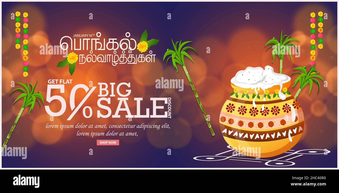 illustration of Pongal Festival Offer Banner Design and Happy pongal ...